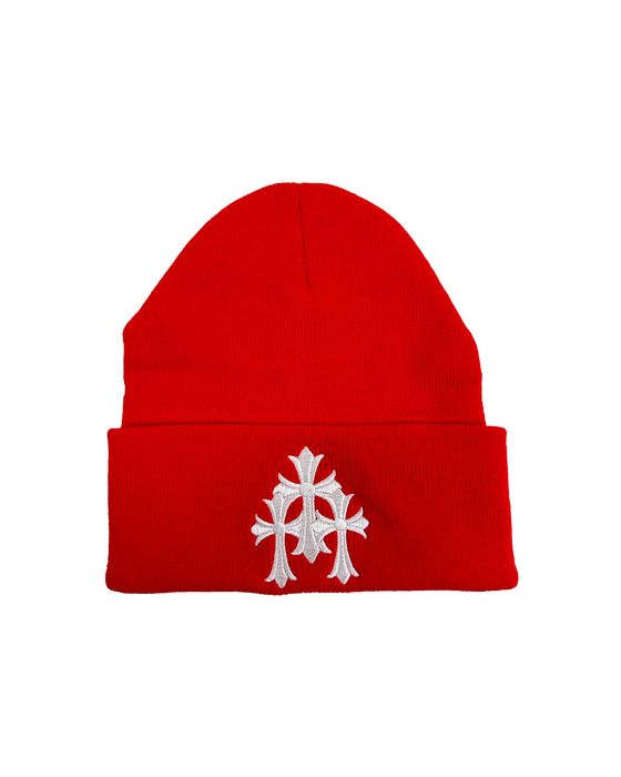 Chrome Hearts CHROME HEARTS RED TRIPLE CROSS BEANIE BRAND NEW | Grailed
