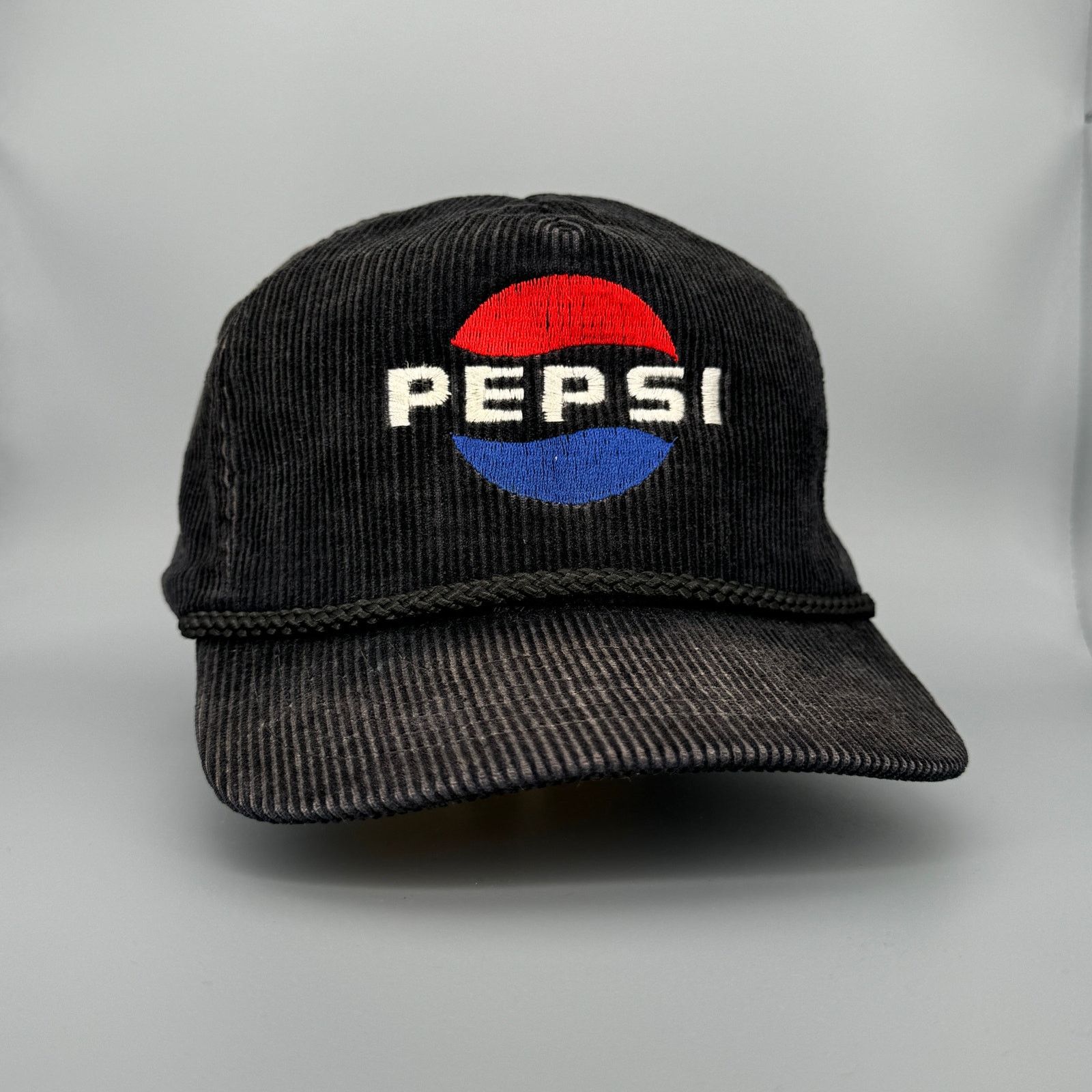 Pepsi Vintage '80s Pepsi Logo Black Corduroy Zipperback Hat | Grailed