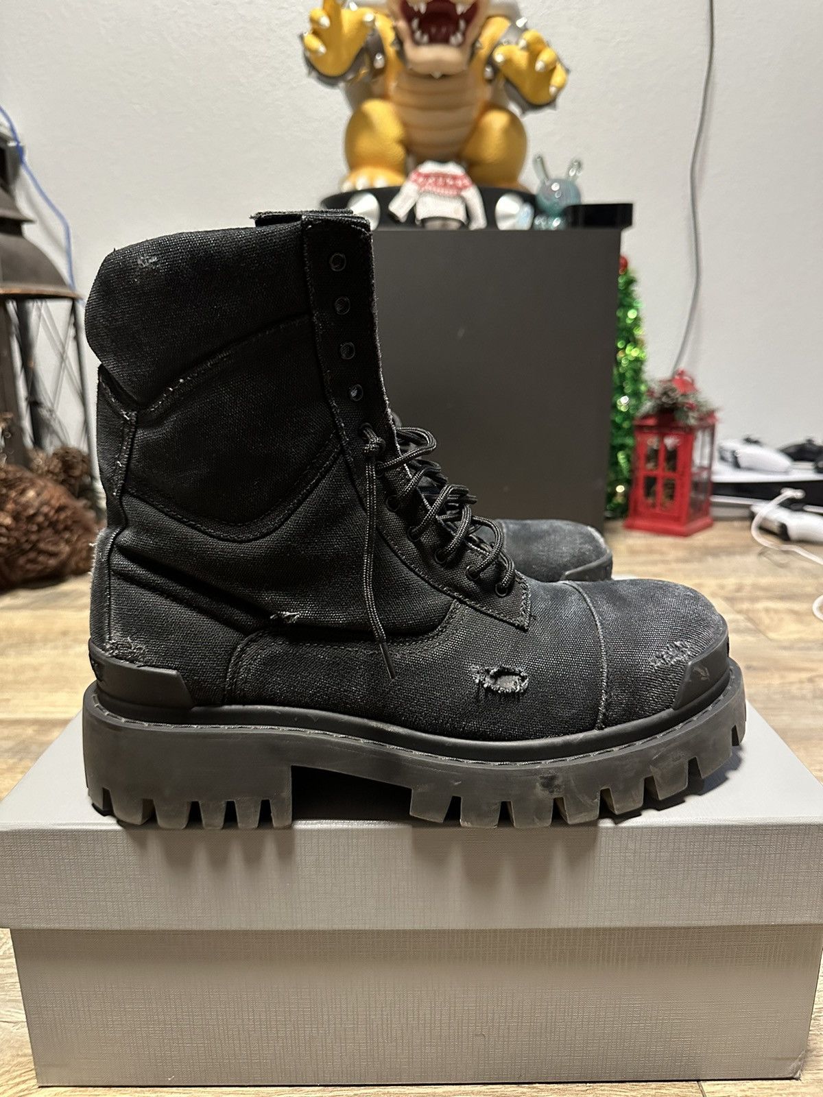 Balenciaga Balenciaga Black Strike Canvas Combat Boot | Grailed