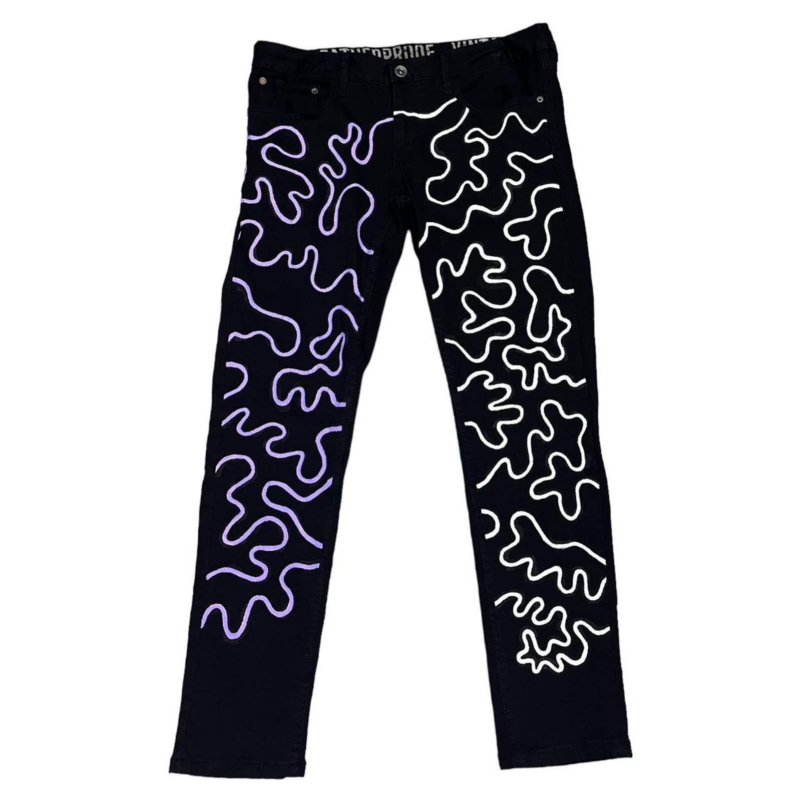 Other Custom Painted Haring Design Black Denim Jeans | Grailed