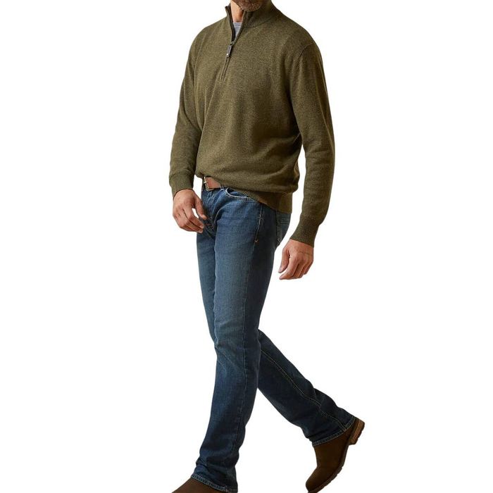 Orvis Orvis 1/4 Zip Sweater L Donegal Wool Suede Leather Trim | Grailed