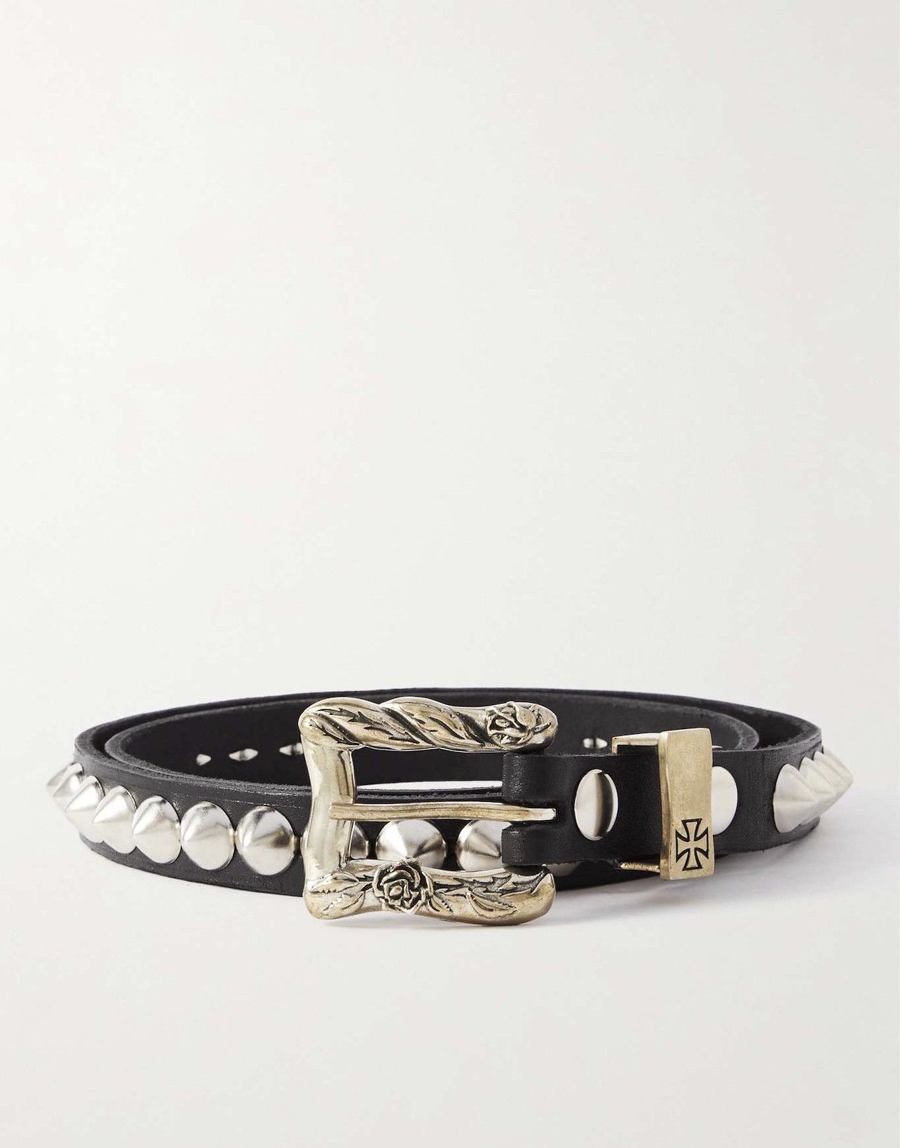 Enfants Riches Deprimes ERD black leather Sterling silver rose buckle ...