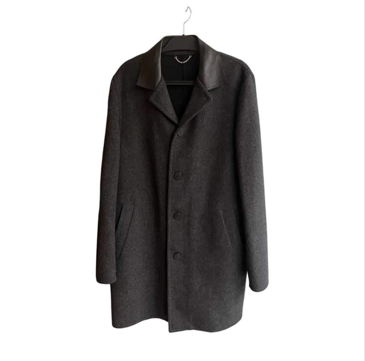Louis Vuitton LV Grey Coat Wool Cashmere Leather | Grailed