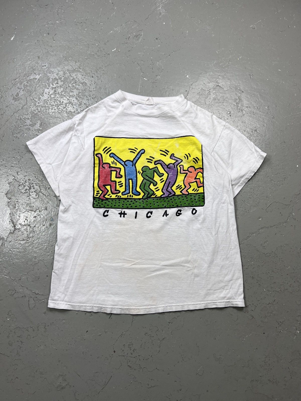 Keith Haring × Vintage Keith Haring Chicago Dancing Tee White Medium ...