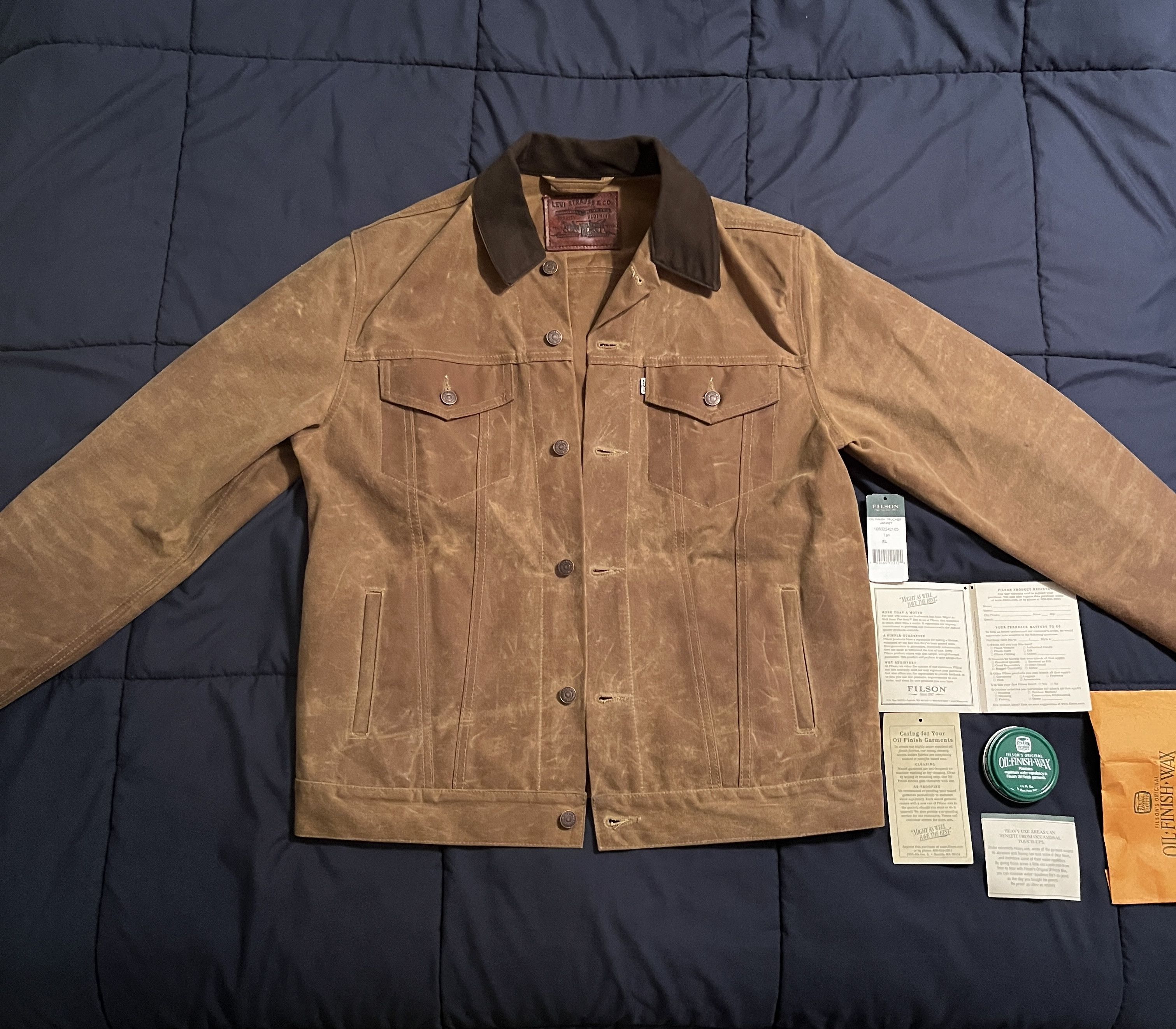 Filson × Levi's 2010 Levi’s x Filson Wax Finish Tin Cloth Trucker | Grailed