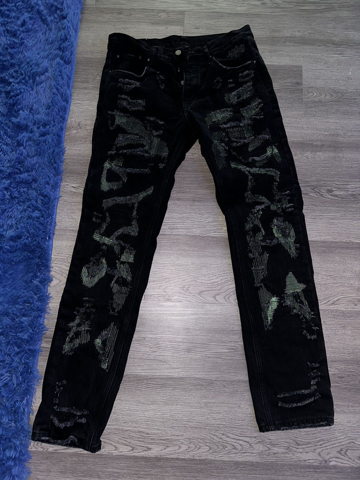 Mnml Mnml Distressed Volt Stitched Denim Vlone Clone Grailed