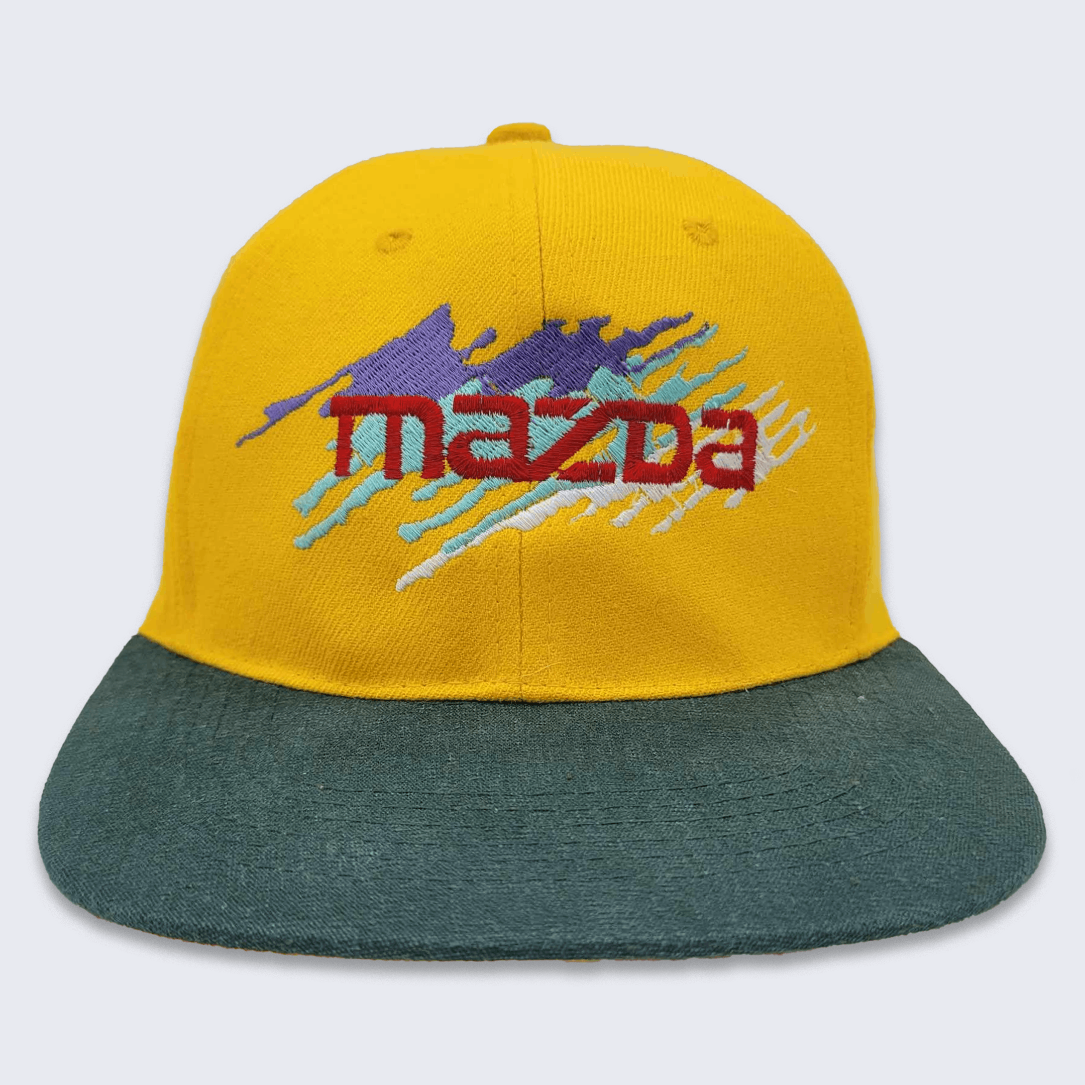 Hat × Sportswear × Vintage Mazda Vintage 90s Yellow & Green Snapback ...