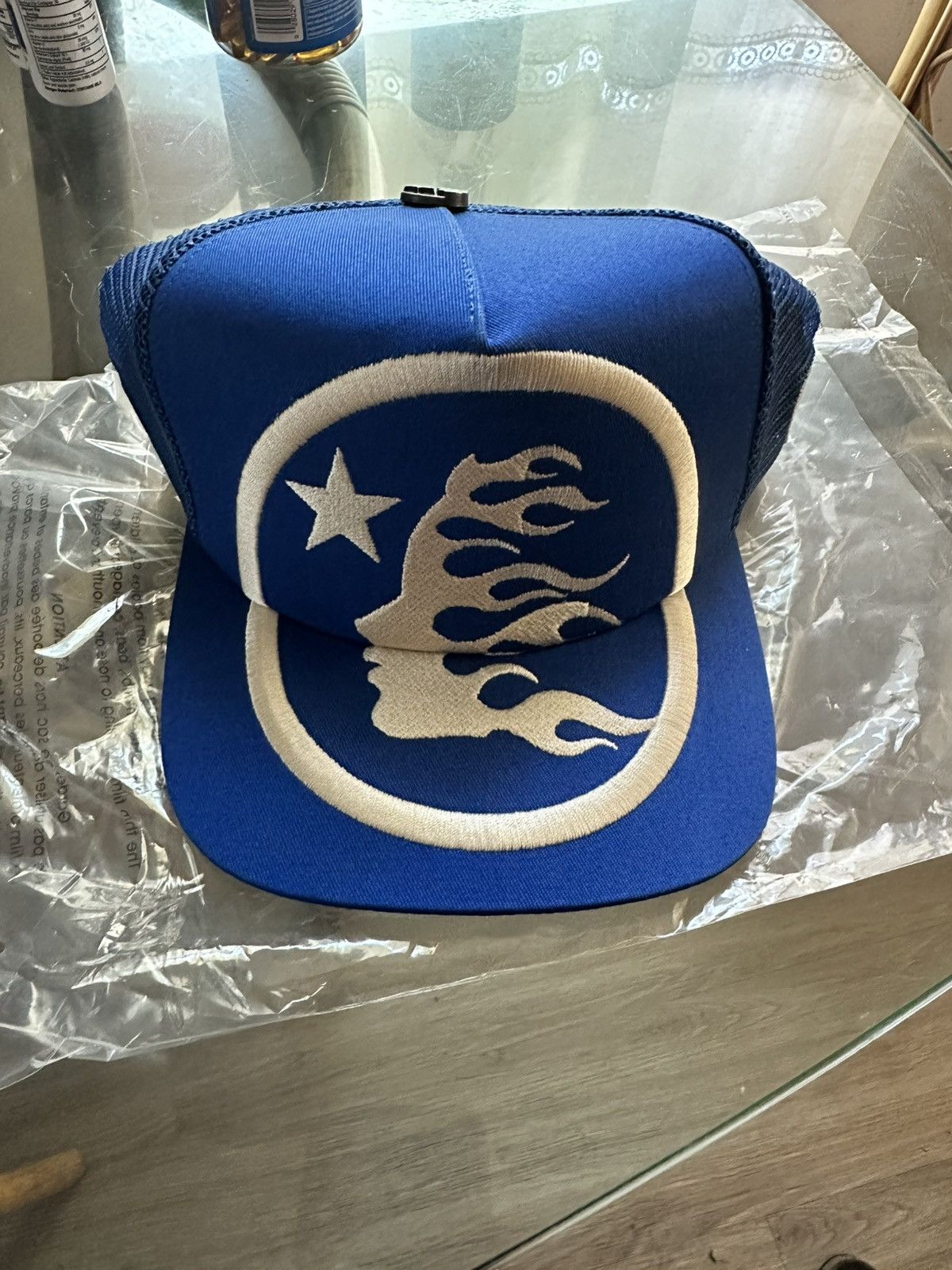 HELLSTAR Hellstar Big Logo Trucker Snapback Hat • Blue | Grailed