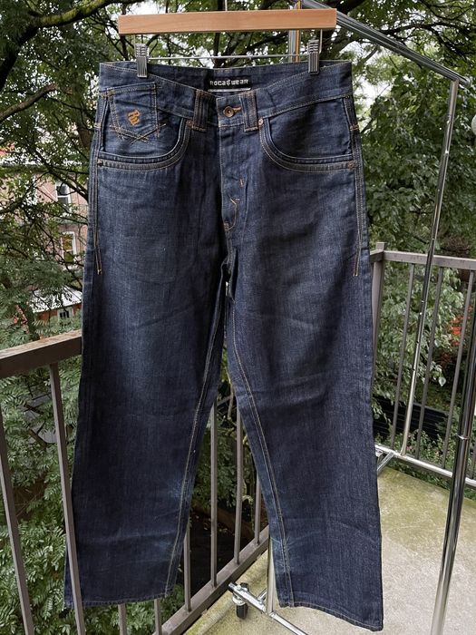 Vintage VINTAGE Y2K ROCAWEAR BAGGY WIDE LEG CHAIN STITCH DENIM JEANS ...
