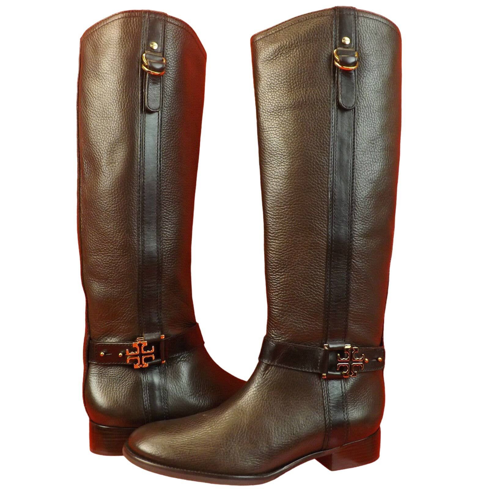 Tory Burch COCONUT LEATHER ELINA REVA TALL ZIP RIDING BELTED BOOTS 9.5 ...
