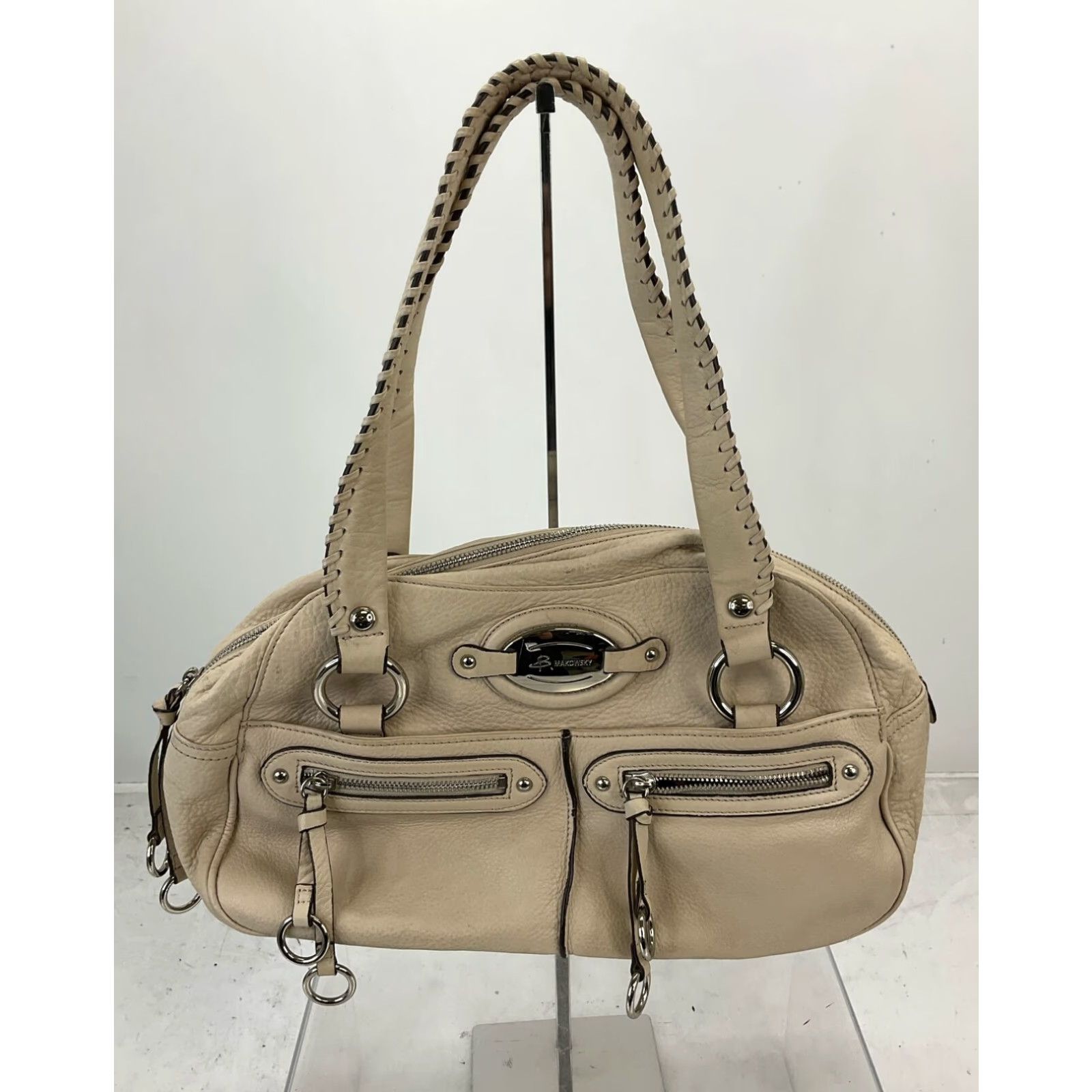 Vintage Authentic Pebbled Leather Multi Compartment Zip Closure ...