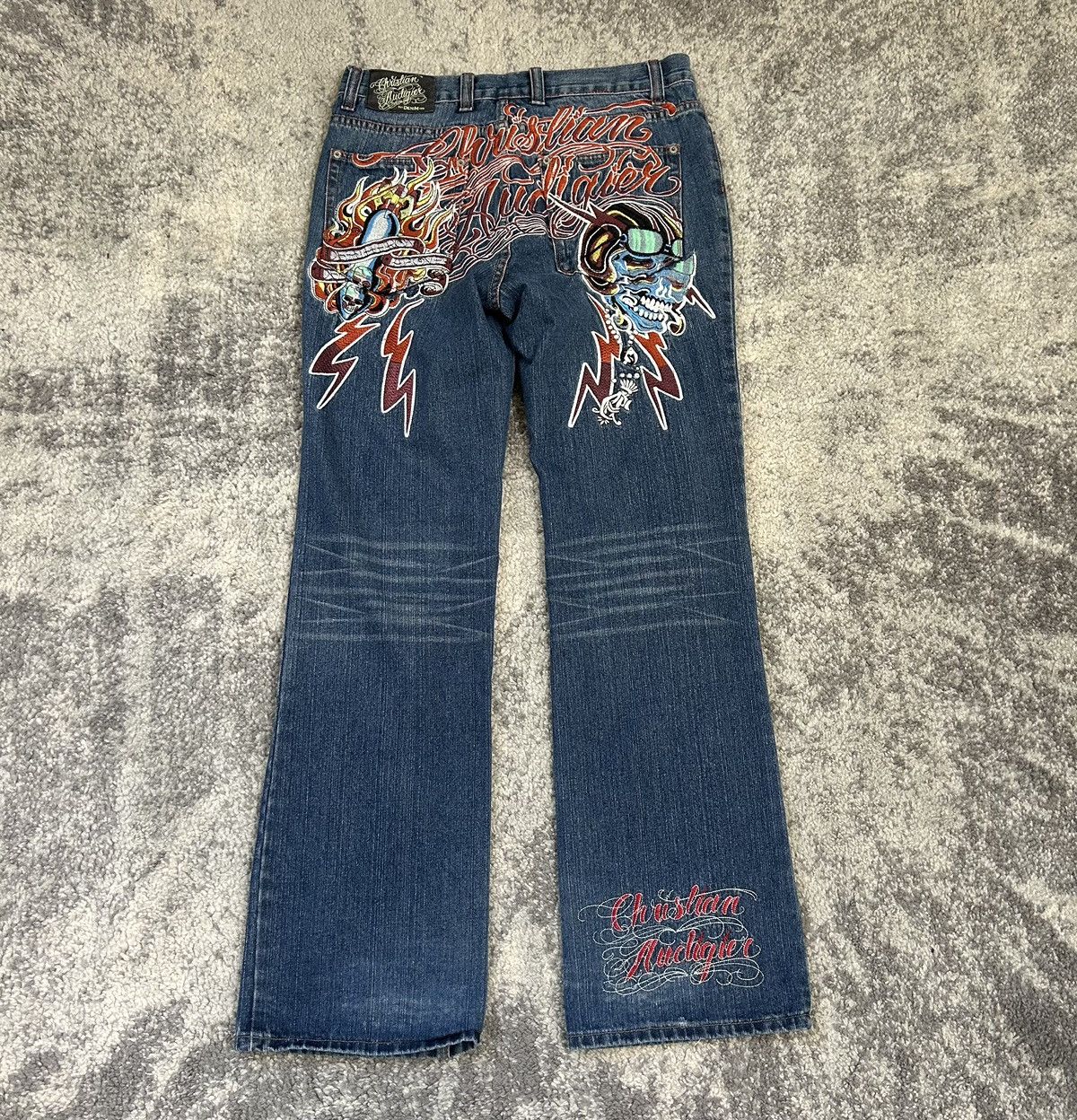 Christian Audigier 2000s Christian Audigier Embroidered Jeans | Grailed