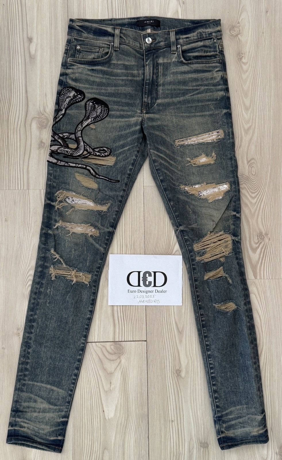 Amiri AMIRI Snake Jeans 2018 Blue White Snake (33) | Grailed