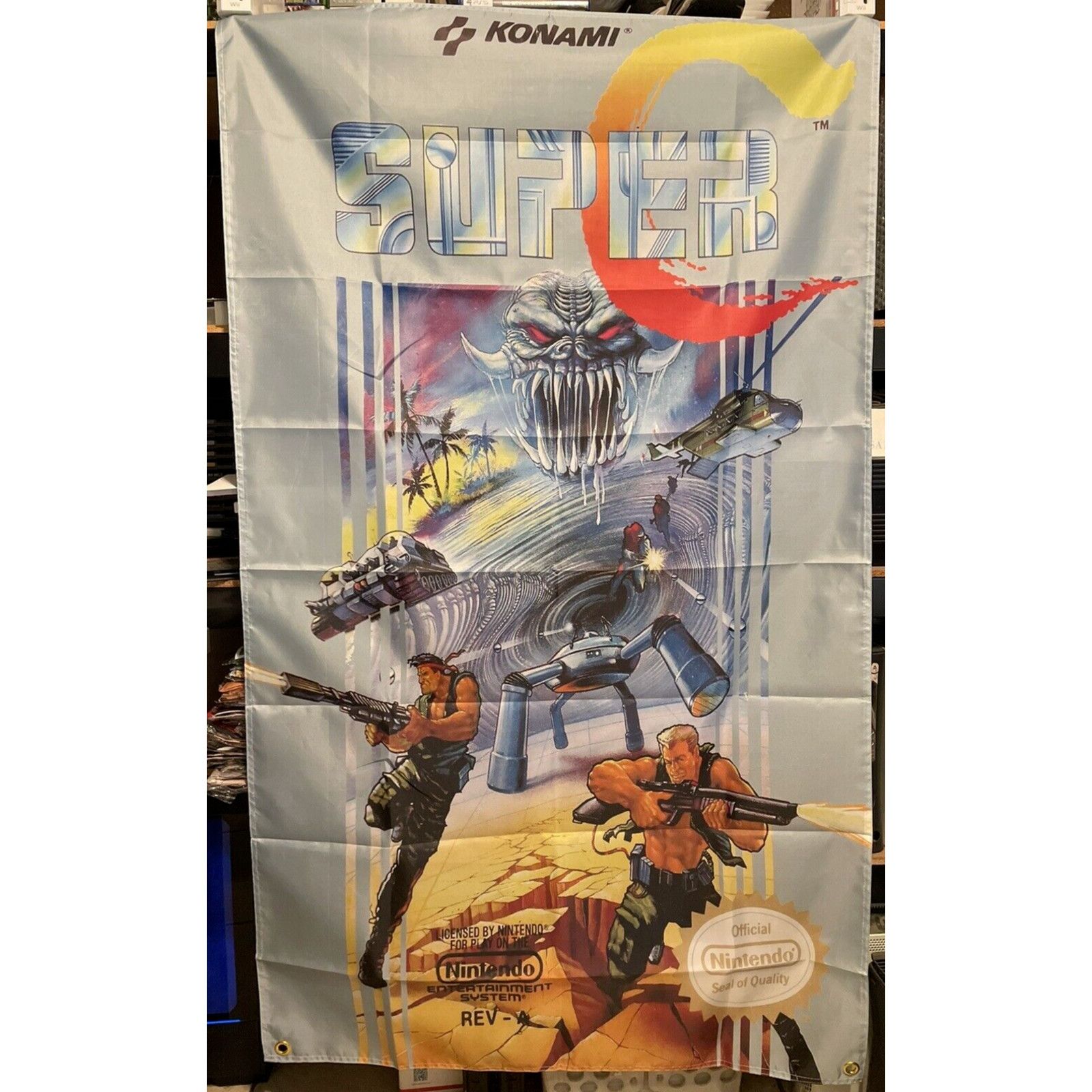 Other Super C Nintendo NES 5ft Box Art Flag 1990 Contra Konami | Grailed