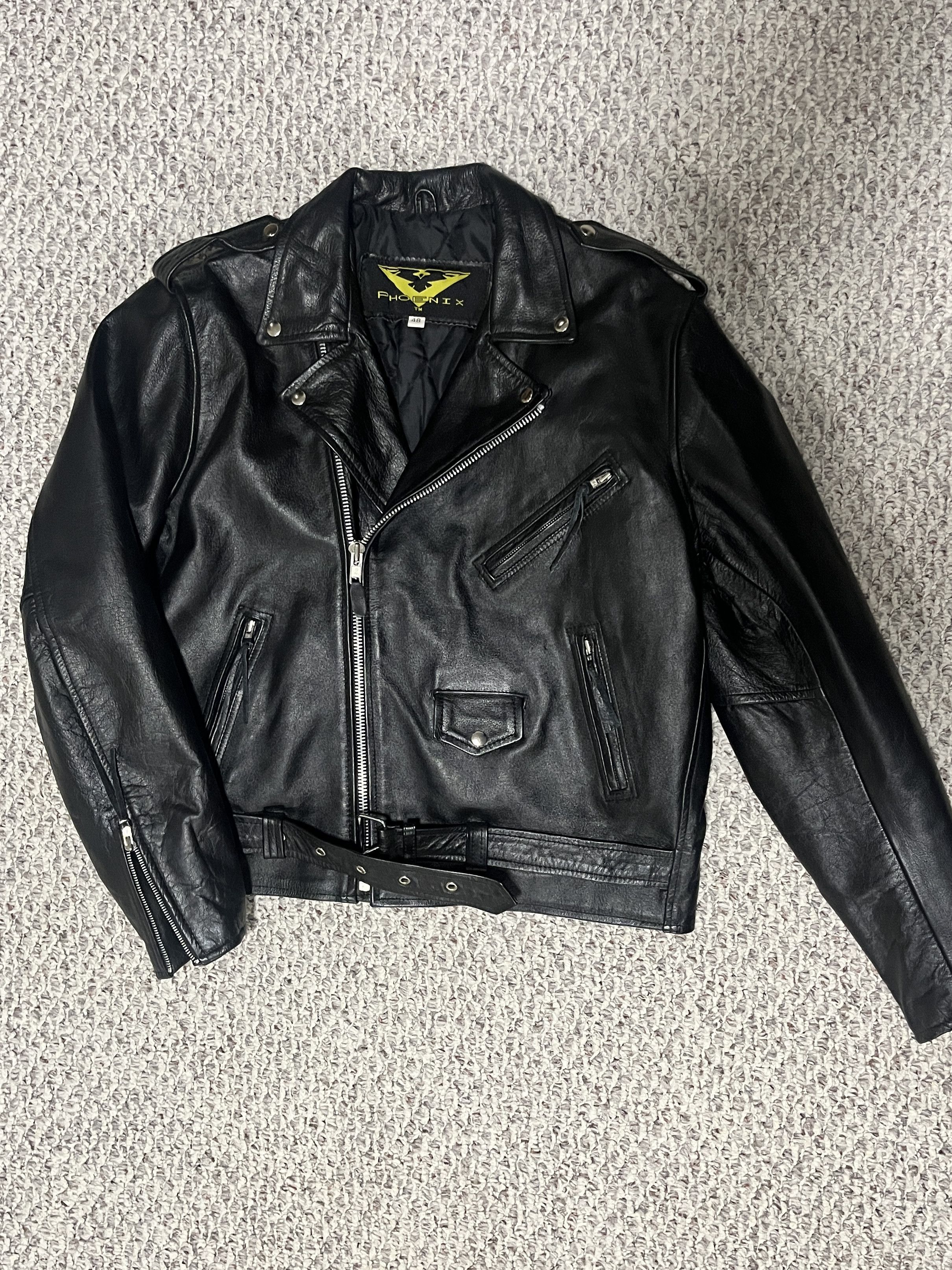 Genuine Leather × Leather Jacket Vintage Phoenix Leather Jacket Biker ...