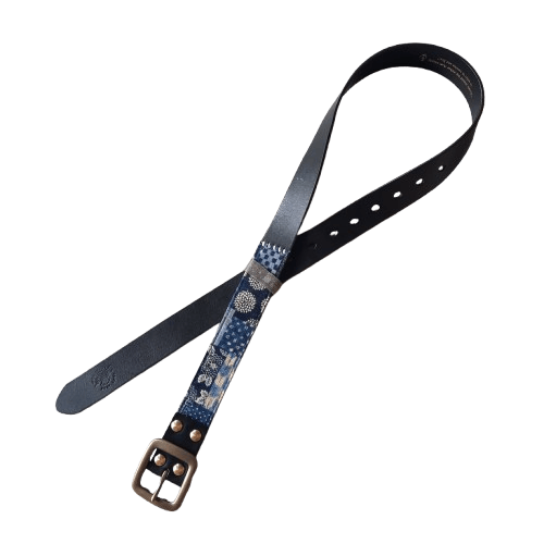Japanese Brand 🧵 Japanese sashiko pattern solid brass leather belt ...