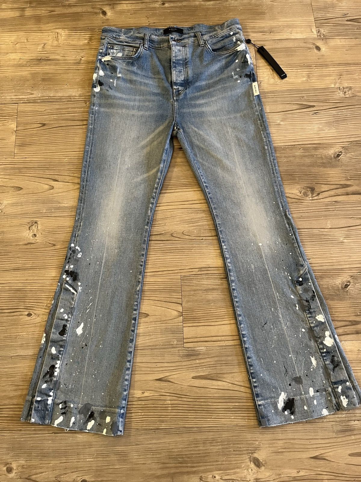 Amiri Amiri Paint Splatter Flared Denim Jeans | Grailed