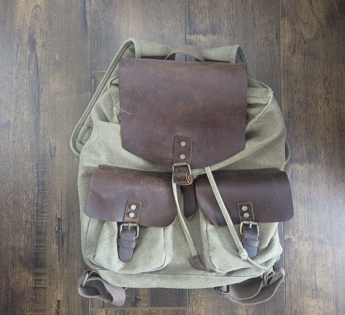 Vintage 1970-80s Vintage Military Canvas/Leather Backpack | Grailed