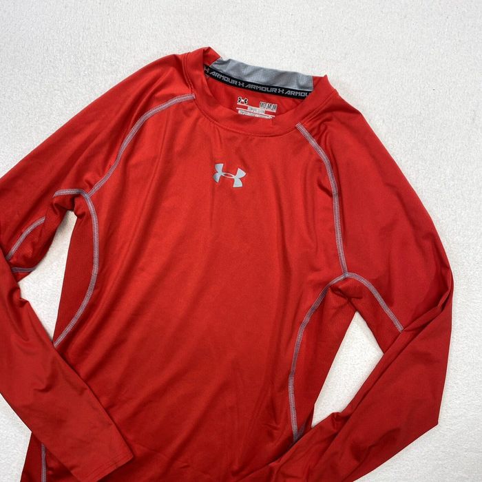 Under Armour Under Armor Heat Gear Rash Guard Long Sleeve Red Medium ...