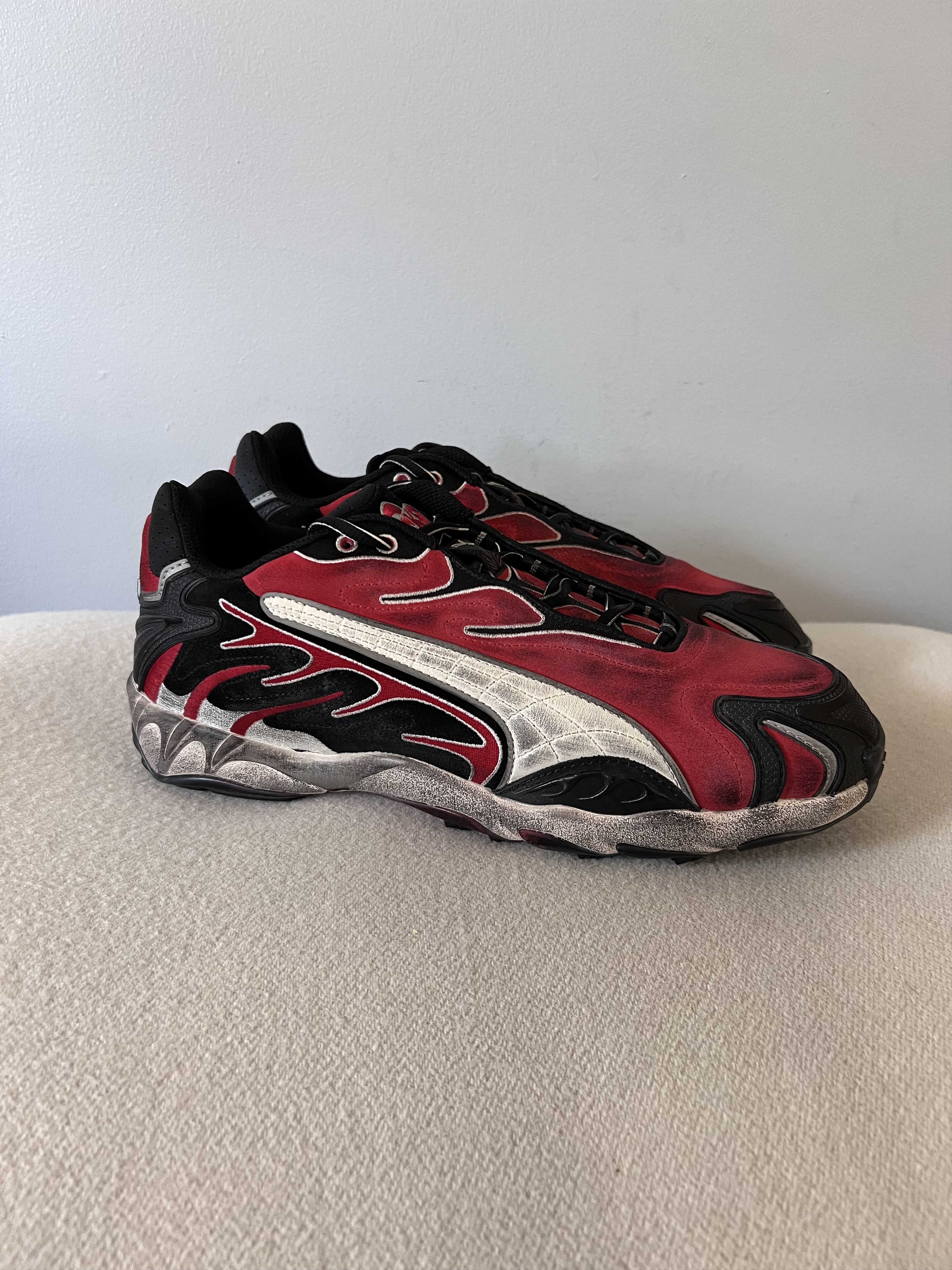 A$AP Rocky × Puma ASAP Rocky Puma Inhale Distressed in Black Red | Grailed