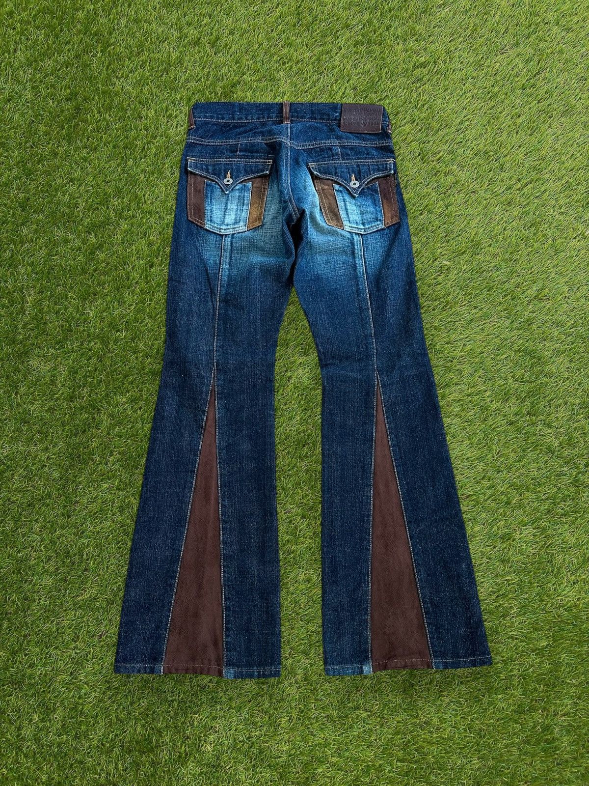 Morgan Homme morgan homme japanese brown insert washed flared denim ...