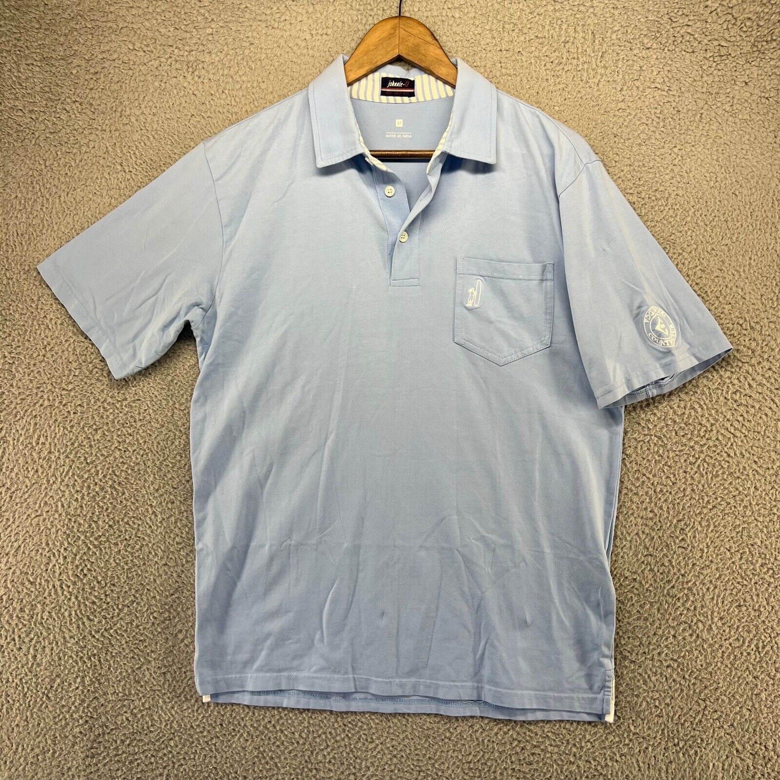Vintage Johnnie O Polo Shirt Men's Medium Blue White West Coast Preppy ...