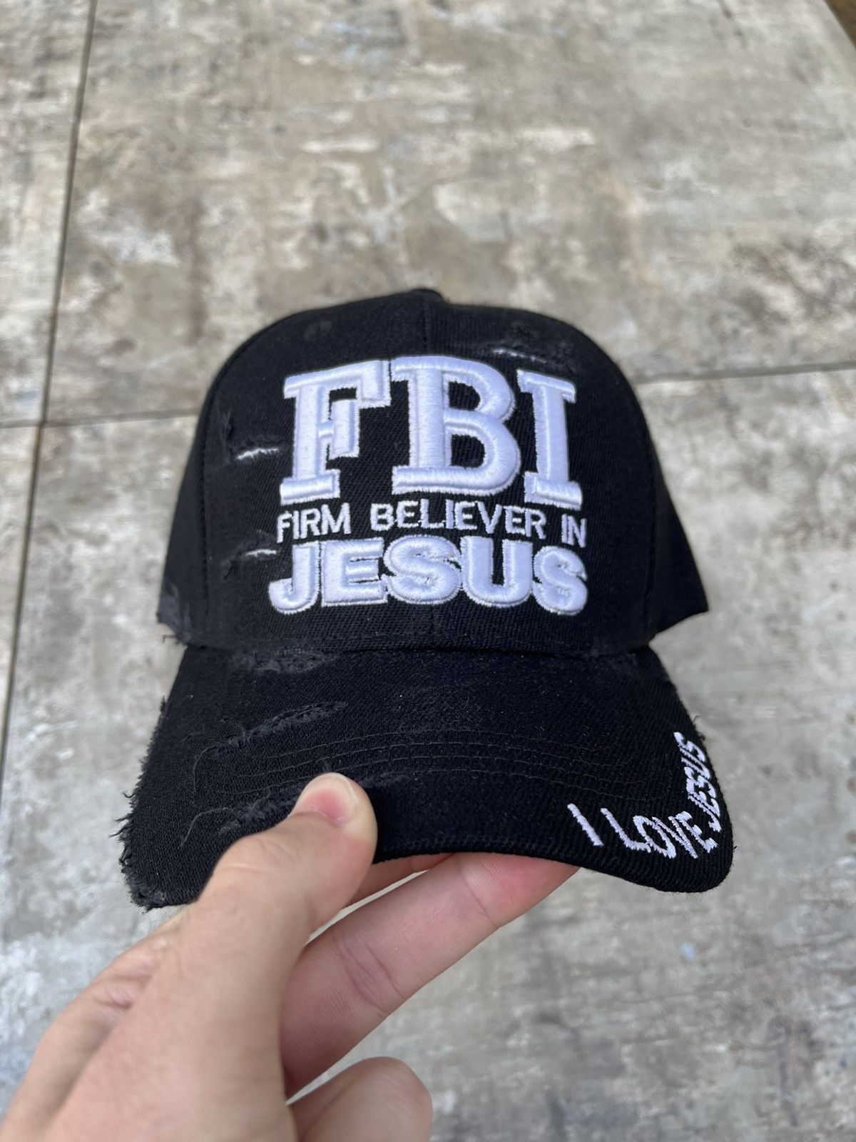 Streetwear × Vintage Vintage Y2K Distressed FBI Jesus Hat | Grailed