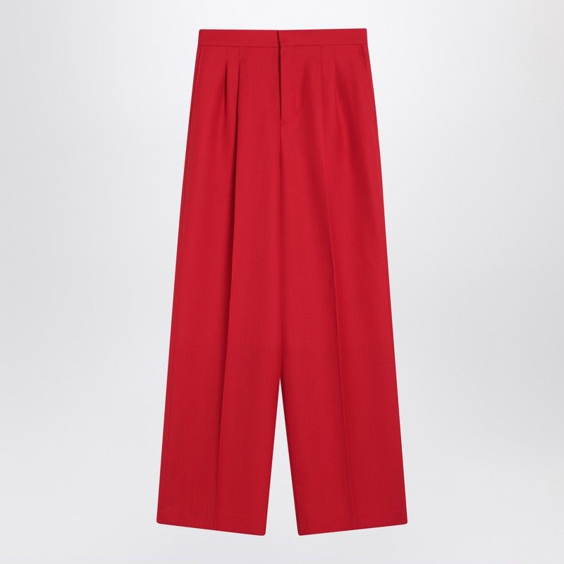 AMI Ami Paris Wide-Leg Red Wool Trousers | Grailed