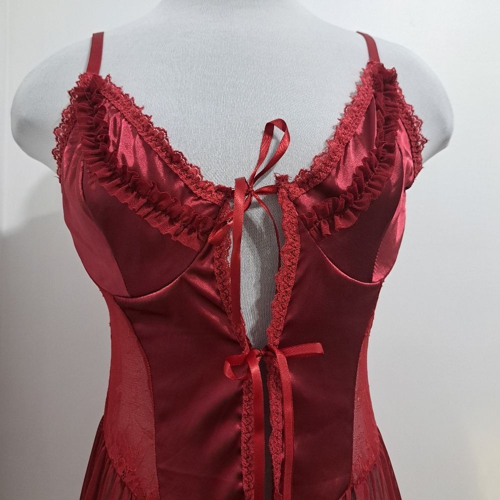 Unbrnd Sexy Romantic Seduction Sheer Front Lace Slit Long Nightgown ...