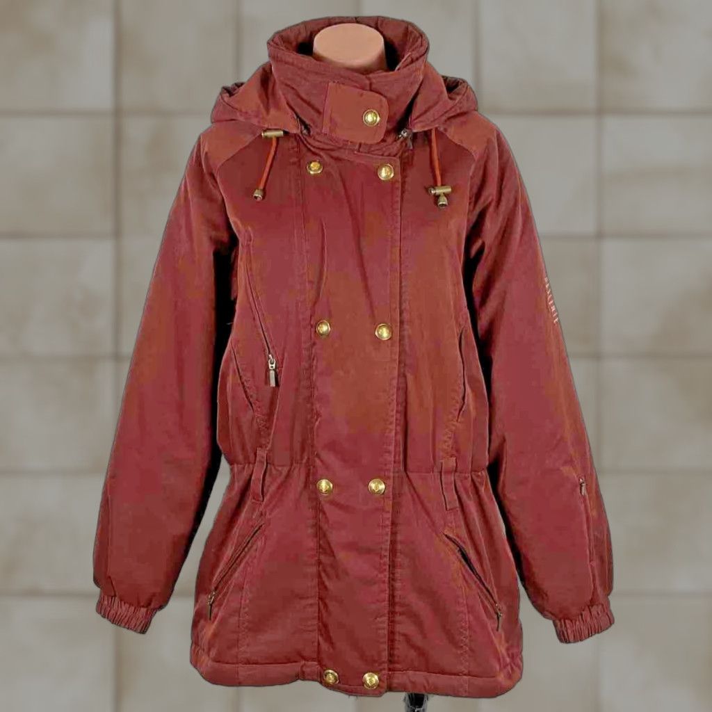 Rusty VINTAGE Descente Jacket Women 90s Ski Rust Red Gold Buttons ...