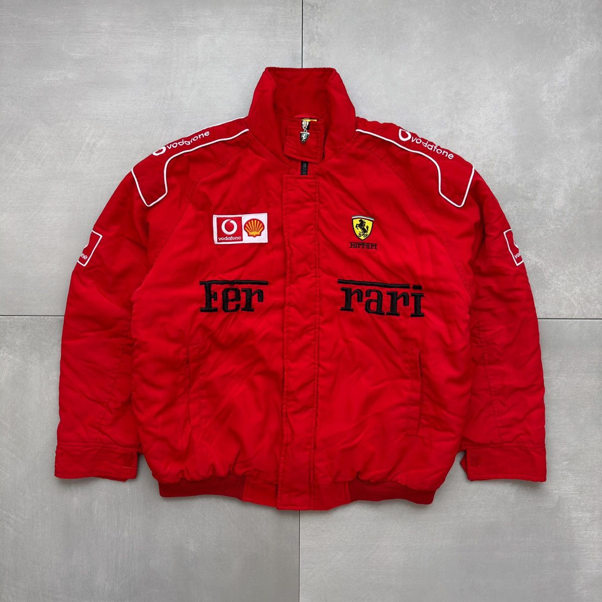 Ferrari × Racing Vintage Ferrari Racing Big Logo F1 90s Jacket Vodafone ...
