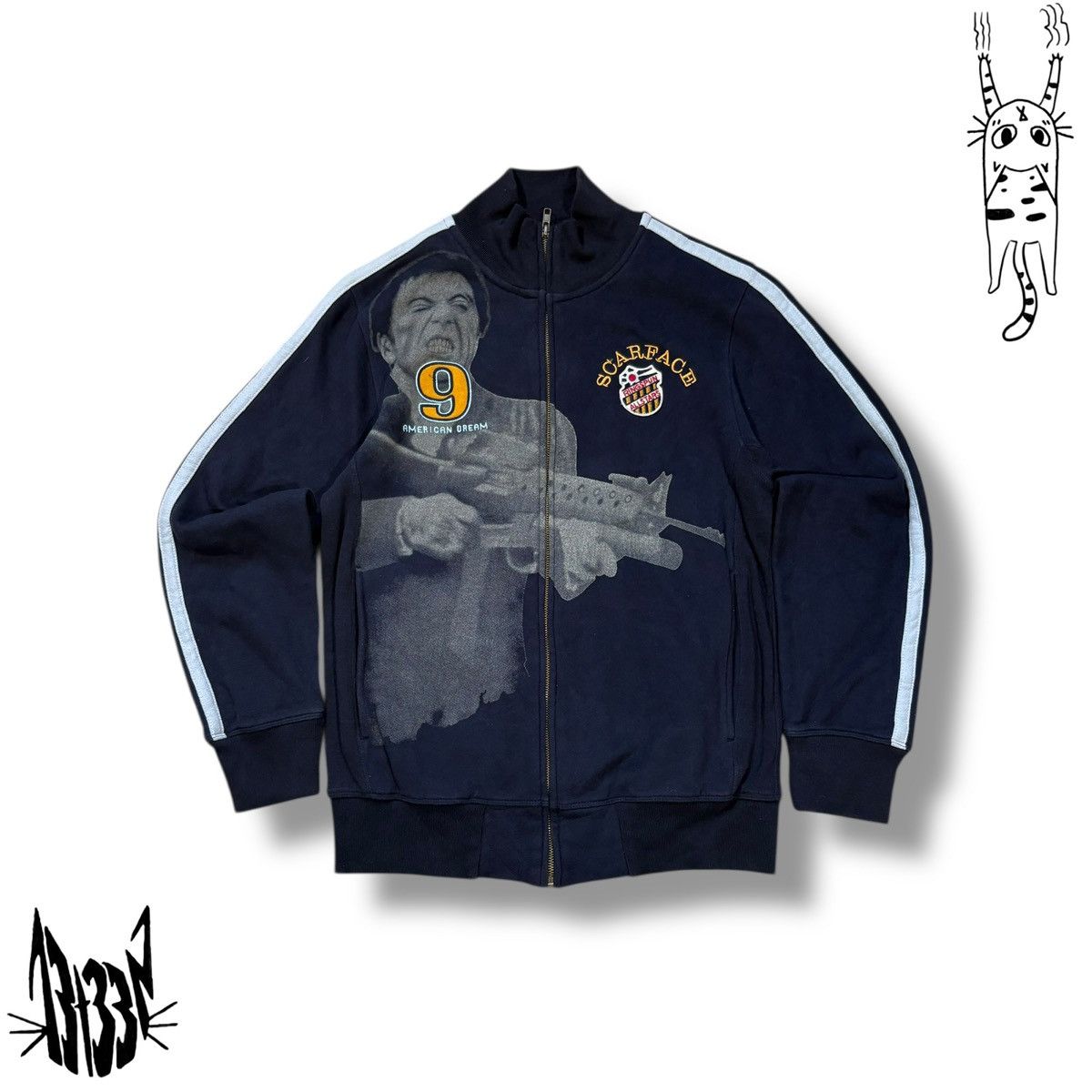 Ringspun Ringspun Allstars Scarface Full Zip Up Jumper Blue And White ...