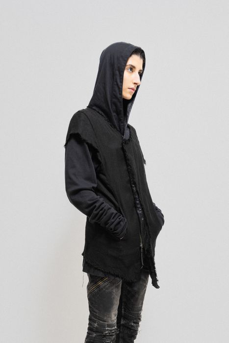 14th Addiction Layered hoodie with frayed edges | Grailed