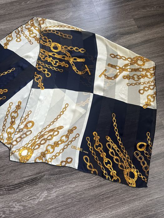 Celine Celine Chain Square Blocks long Silk Scarf RARE | Grailed