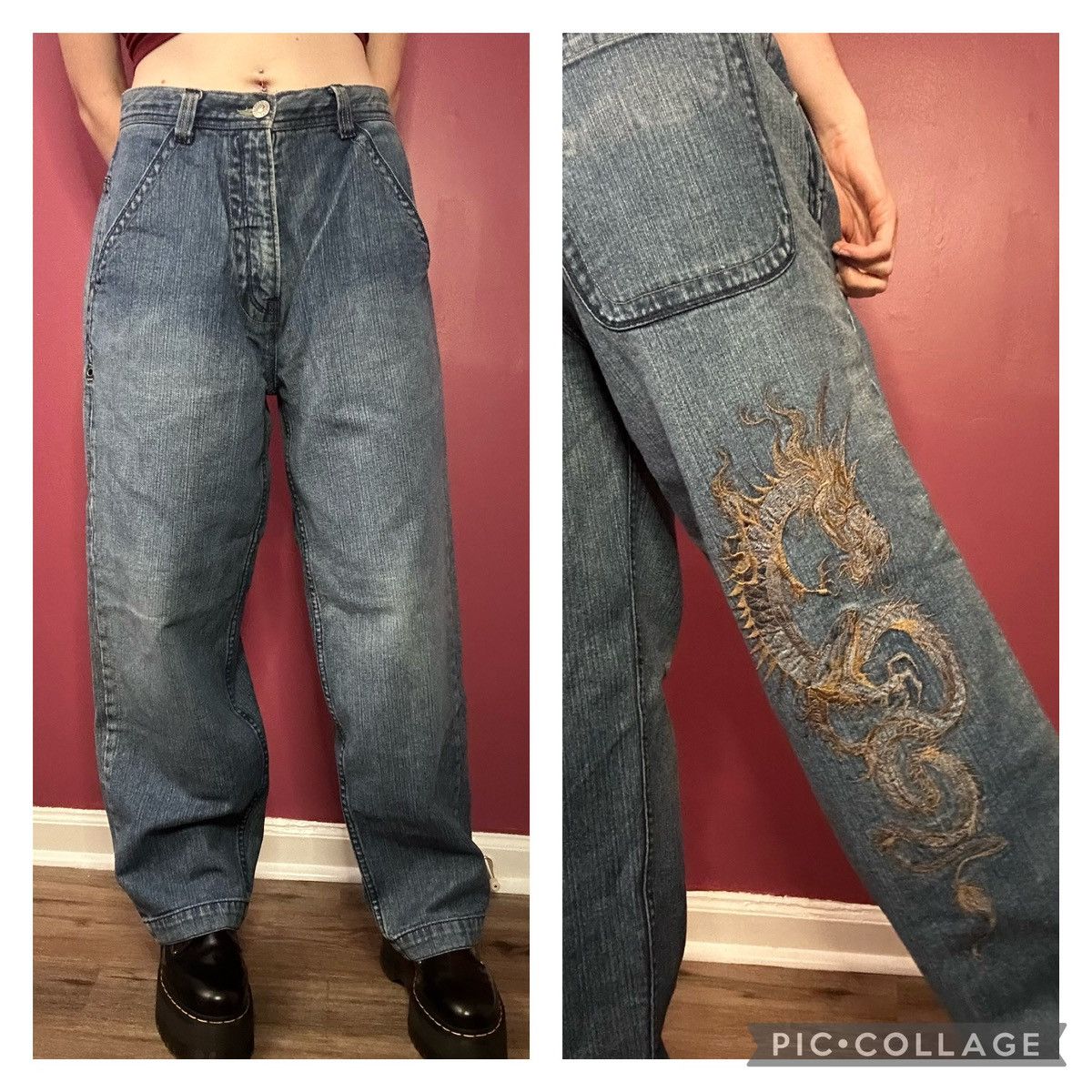 JNCO JNCO Vintage Embroidered Dragon Jeans | Grailed