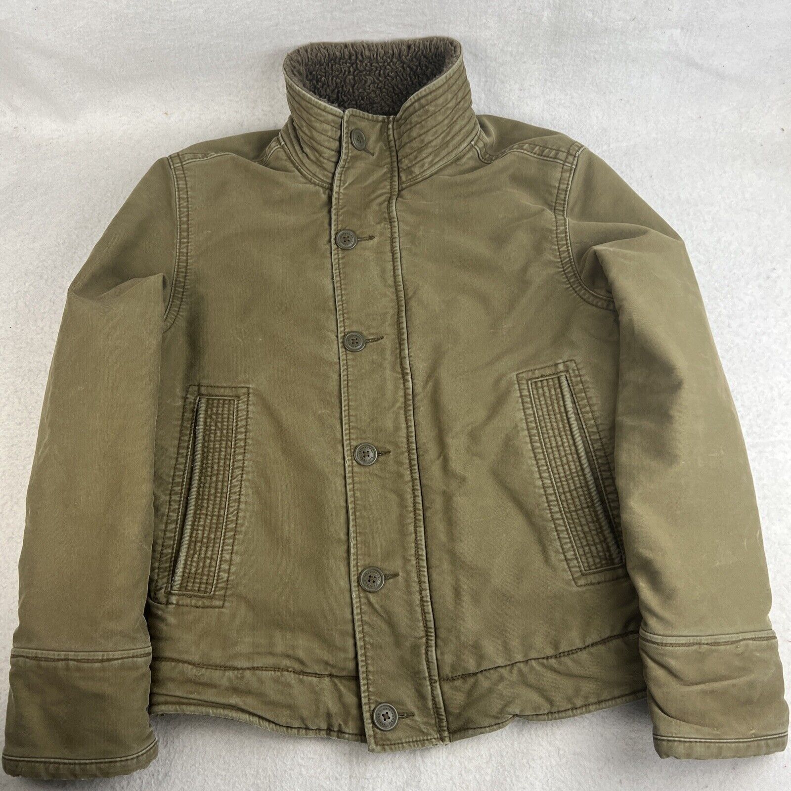 Abercrombie & Fitch Men’s Abercrombie & Fitch Adirondack Jacket Sherpa Lined Olive Green Coat S ...