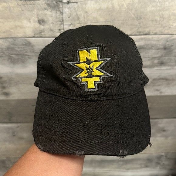 WWE WWE NXT BLACK DISTRESSED HAT | Grailed