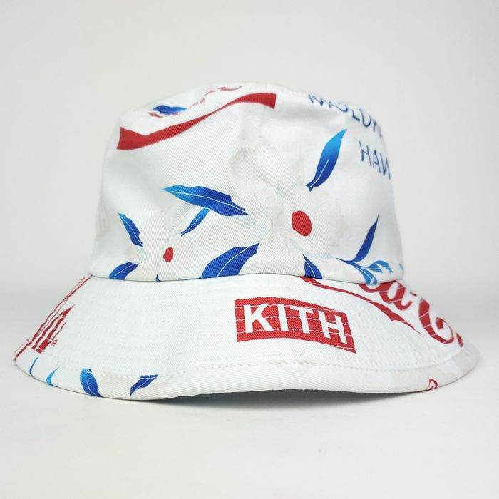 Kith Kith x Coca Cola x Mitchell & Ness Bucket Hat White Cap New | Grailed