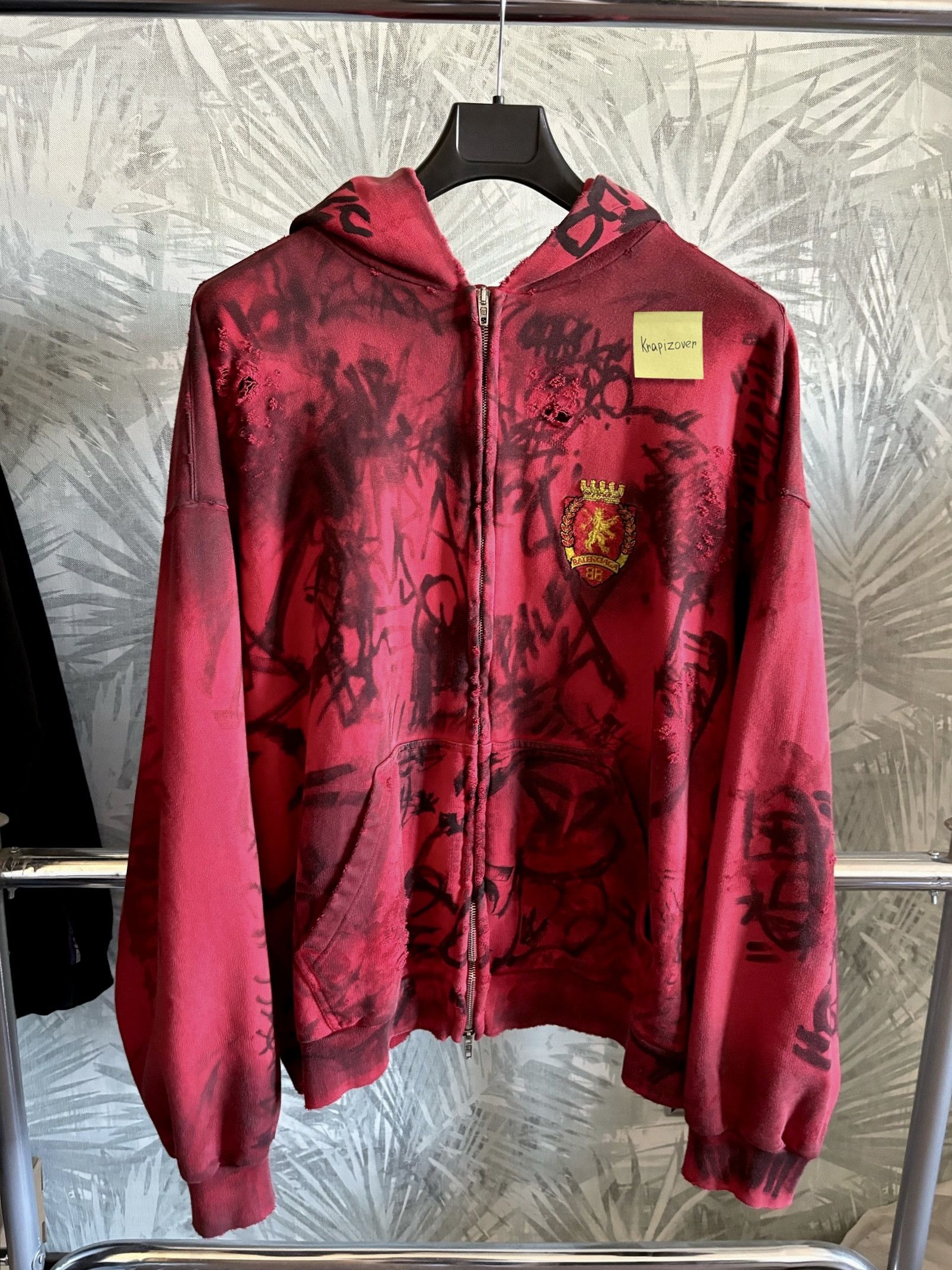 Balenciaga Balenciaga Skater Graffiti Zip Up Hoodie Red | Grailed