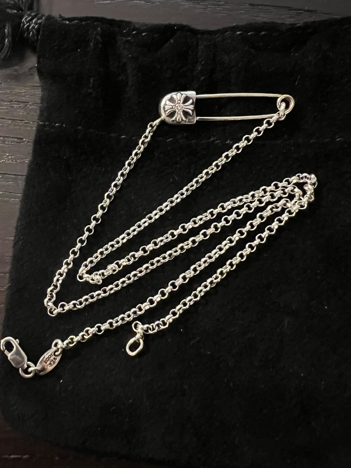 Chrome Hearts Chrome Hearts Safety Pin With Diamond Necklace | Grailed