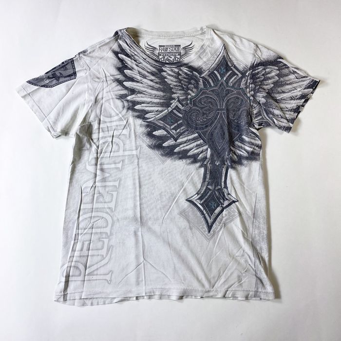Ed Hardy Y2K Raw State Cross Wing Shirt | Grailed
