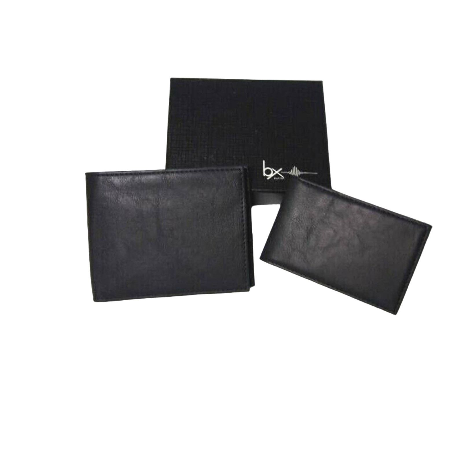 Vintage NEW Mens BIFOLD WALLET + PASSCASE Buxton Black Vegan Leather ...