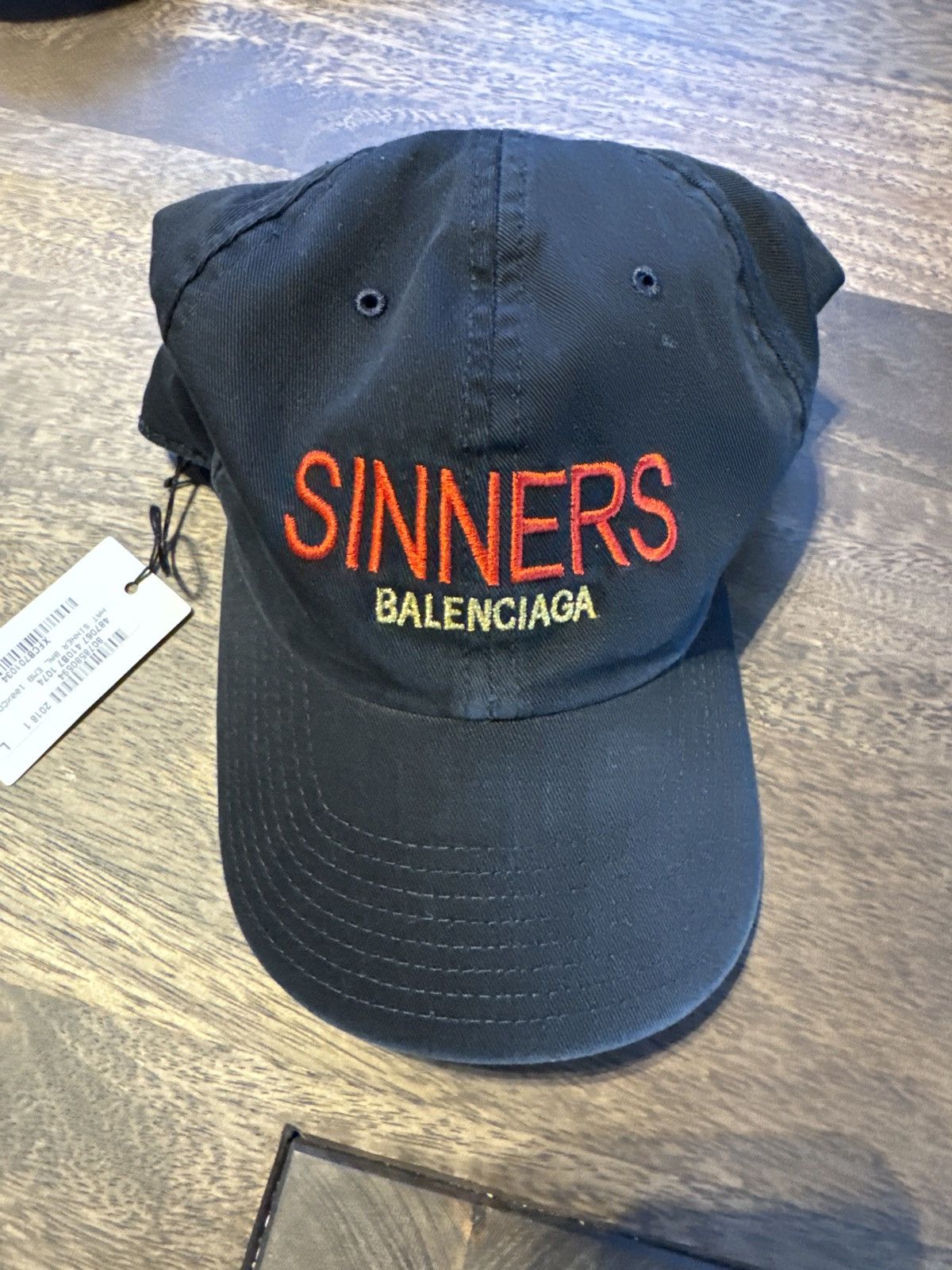 Balenciaga Black Embroidered Sinners Logo Cap | Grailed