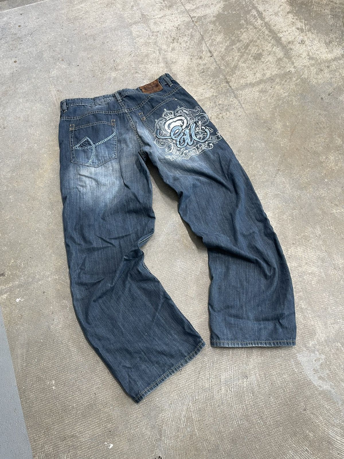 Vintage Vintage Y2K Ecko Unltd Baggy Embroidered Denim Jeans | Grailed