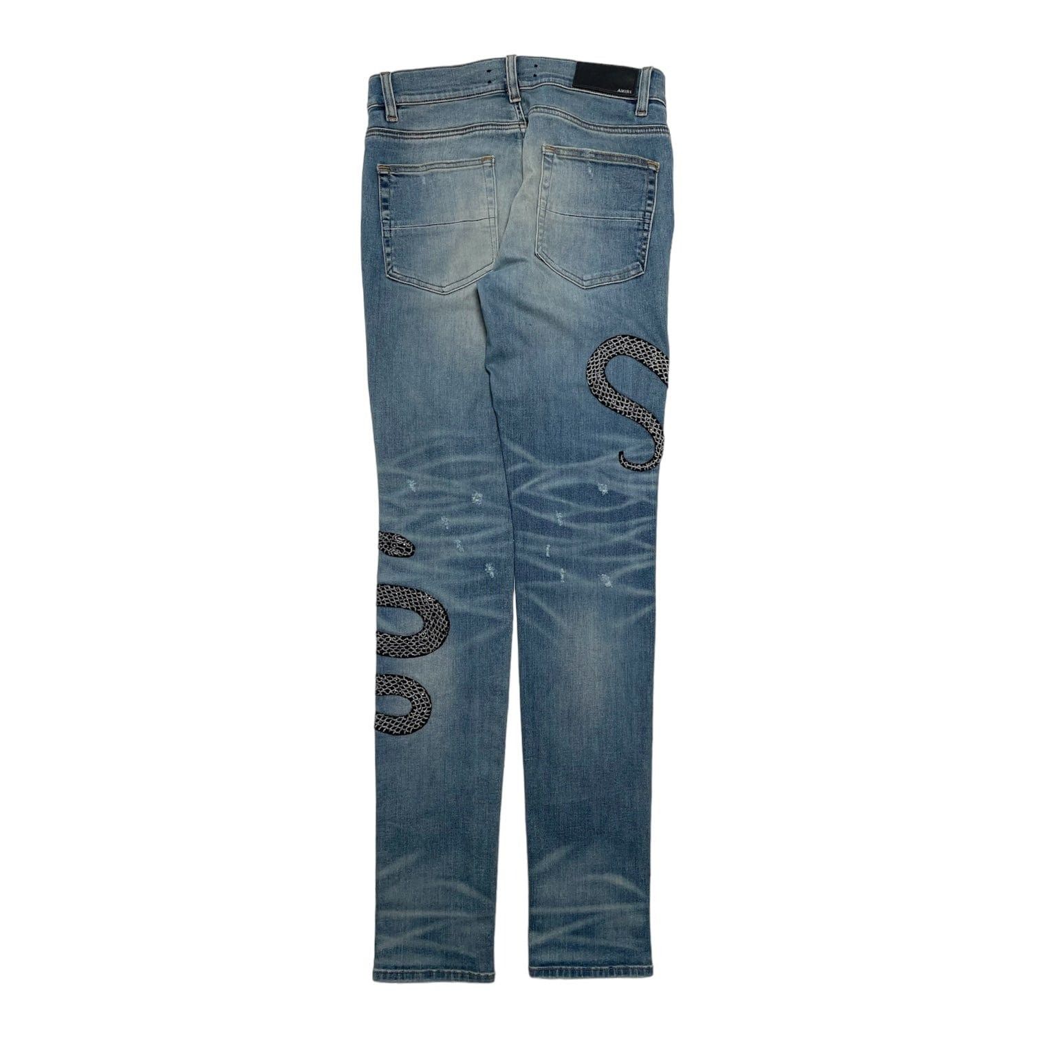 Amiri Amiri Glitter Snake Patch Broken Jeans Classic Indigo | Grailed