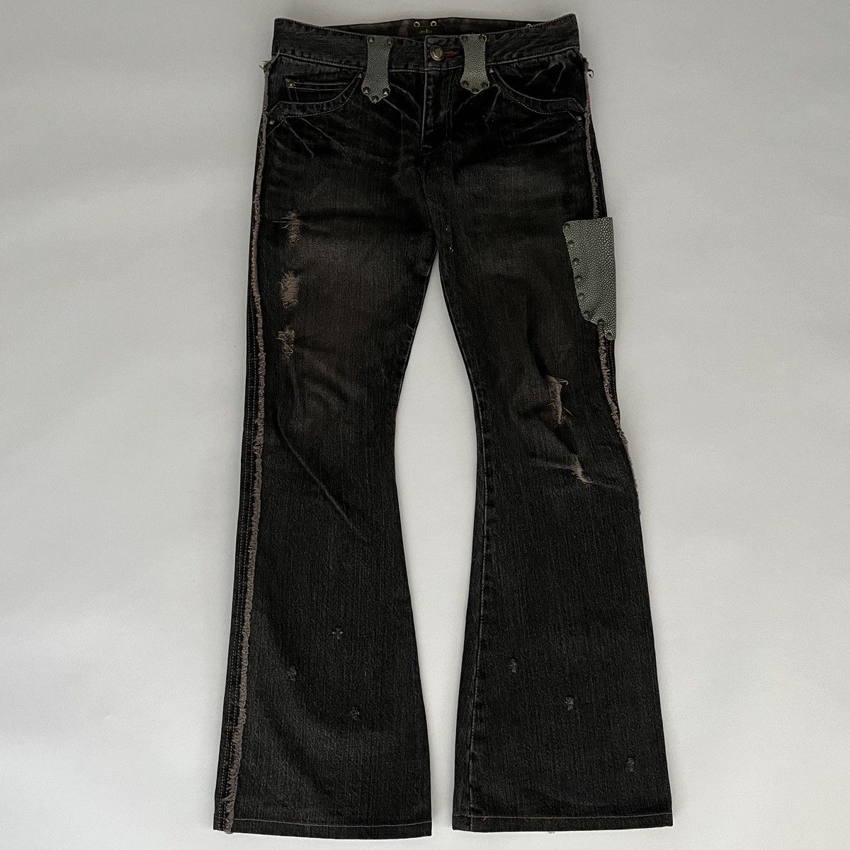 Japanese Brand Obelisk Flared Leather Holster Pocket 'Armor' Jeans ...