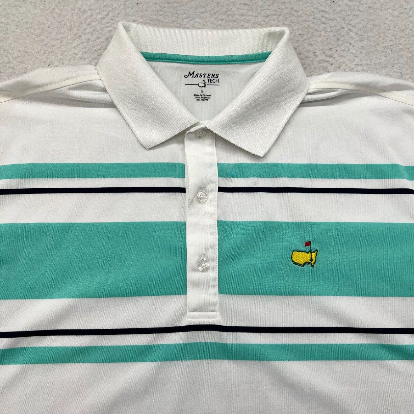 Vintage Masters Tech Golf Polo Shirt Men Large white polyester master ...