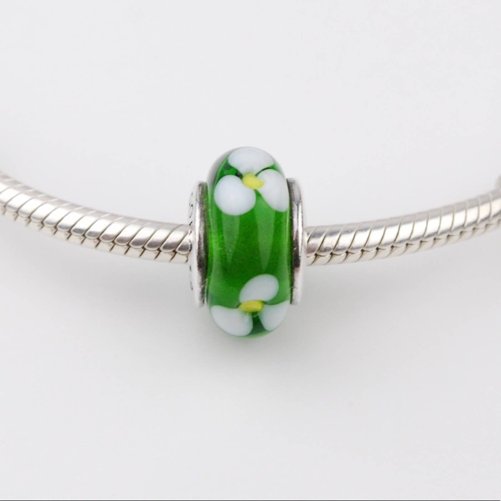 pandora Authentic PANDORA Green Flowers Glass Murano | Grailed