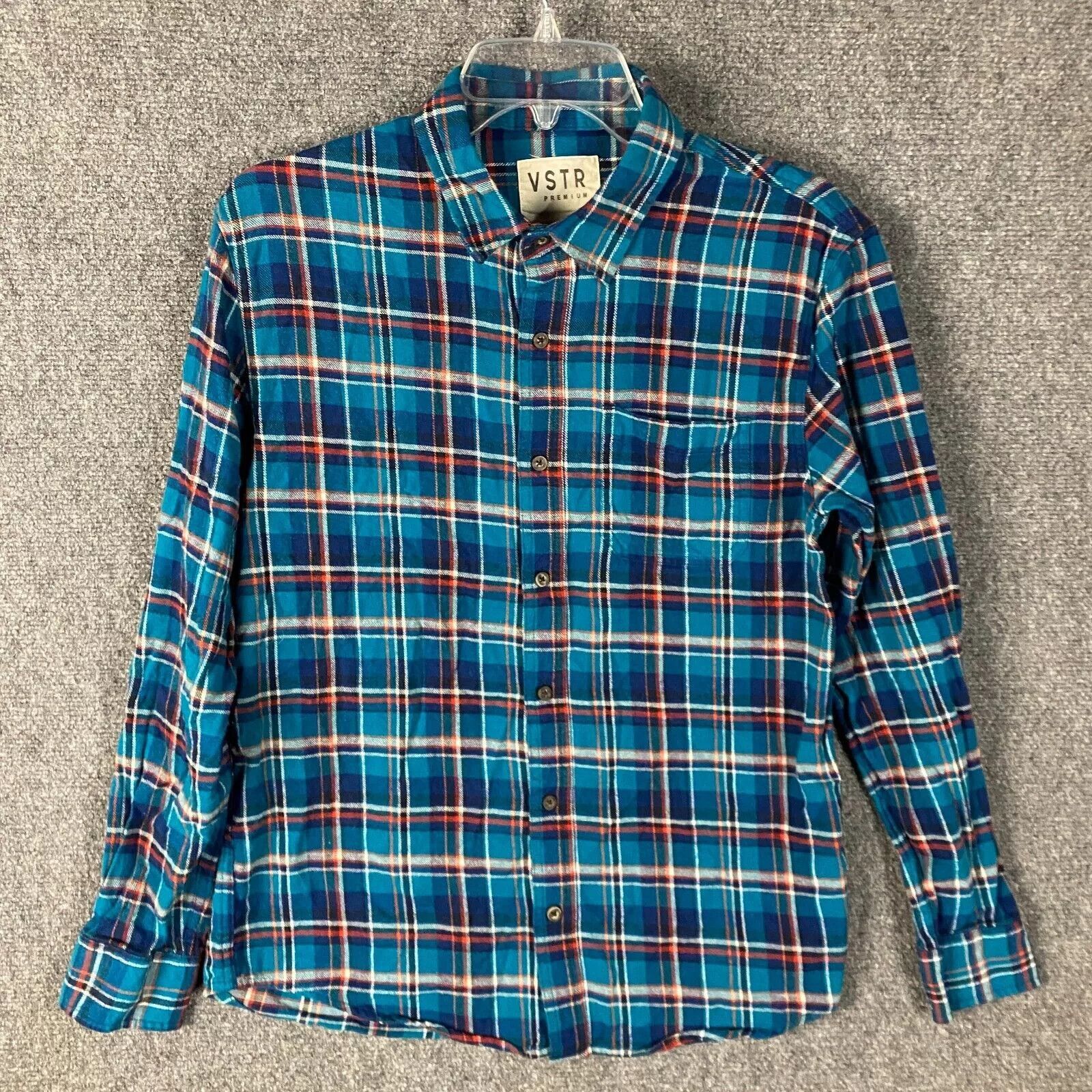 VSTR VSTR Flannel Men's Small Plaid Blue 100% Cotton Button Up S | Grailed