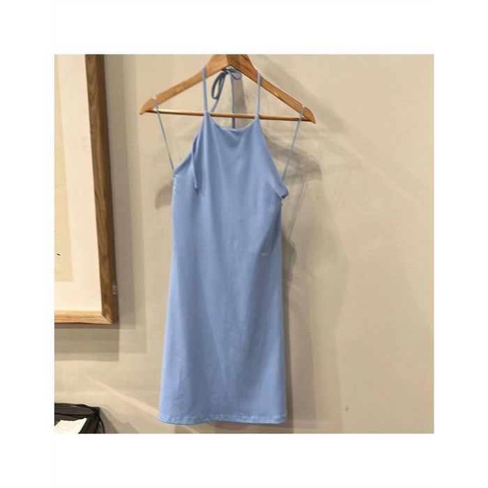 Designer SUSANA MONACO High Back Halter Dress In Vista Blue | Grailed